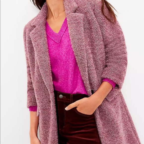LOFT | Jackets & Coats | Loft Cozy Herringbone Coat | Poshmark